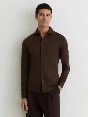 REISS Duke Air-water Cotton Slim-fit Shirt - Brown