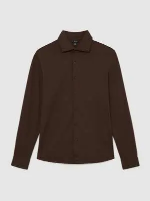 REISS Duke Air-water Cotton Slim-fit Shirt - Brown