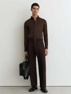 REISS Duke Air-water Cotton Slim-fit Shirt - Brown