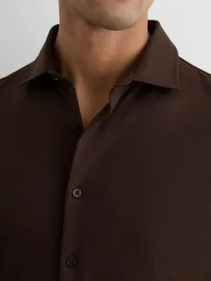 REISS Duke Air-water Cotton Slim-fit Shirt - Brown