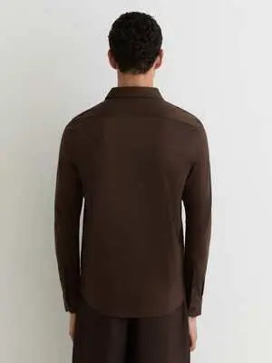 REISS Duke Air-water Cotton Slim-fit Shirt - Brown
