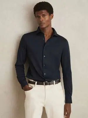 REISS Duke Air-water Cotton Slim-fit Shirt - Navy
