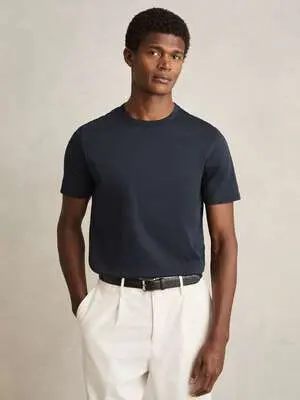 REISS Count Air-water Cotton Tailored-fit T-shirt - Navy