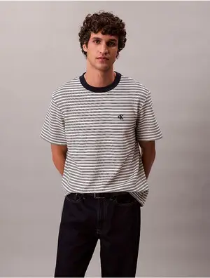 Calvin Klein Ottoman Stripe Crewneck Tee - Chalk
