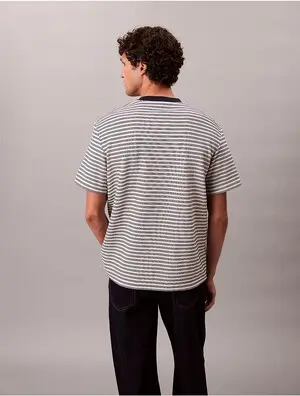 Calvin Klein Ottoman Stripe Crewneck Tee - Chalk