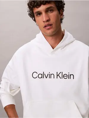 Calvin Klein Standard Logo Terry Hoodie - Bright White