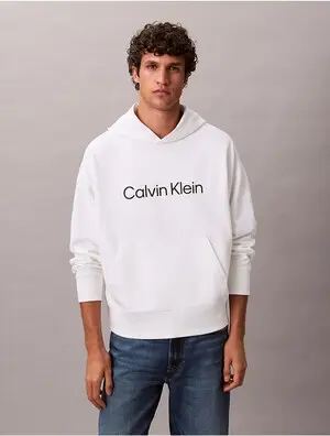 Calvin Klein Standard Logo Terry Hoodie - Bright White