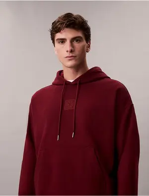 Calvin Klein Emblem Logo Terry Hoodie - Renaissance Red