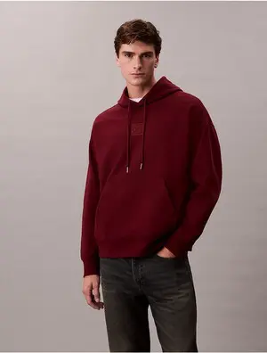 Calvin Klein Emblem Logo Terry Hoodie - Renaissance Red