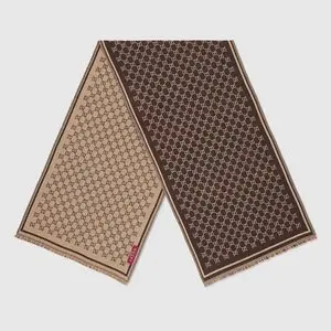 Gucci Gg Wool Jacquard Scarf Wool - Brown