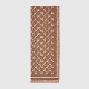 Gucci Gg Wool Scarf Wool - Brown