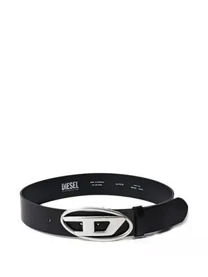 DIESEL® Logo-buckle Leather Belt - Black