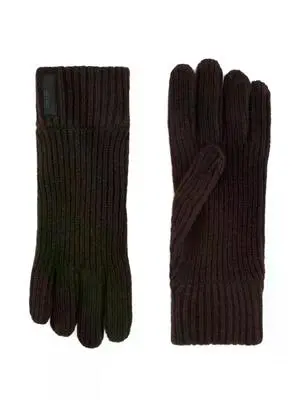 Giorgio Armani Ribbed Cashmere Gloves - Brown