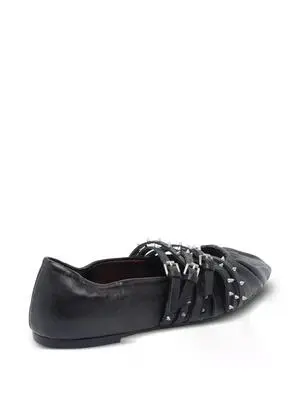 Ash Brendah Buckle-strap Studded Ballet Flats - Black