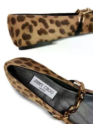 JIMMY CHOO Tilda Leopard-print Ballet Flats