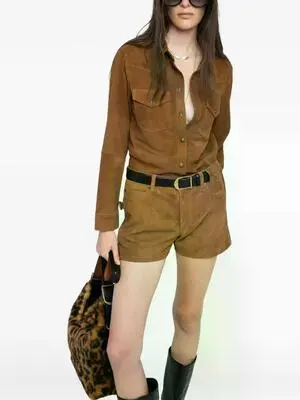 Zadig&Voltaire Suede Button-down Shirt - Brown