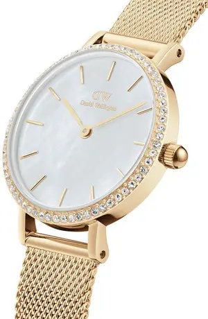 DANIEL WELLINGTON Petite Lumine Mesh Strap Watch - Gold