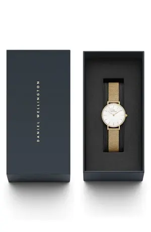 DANIEL WELLINGTON Petite Lumine Mesh Strap Watch - Gold