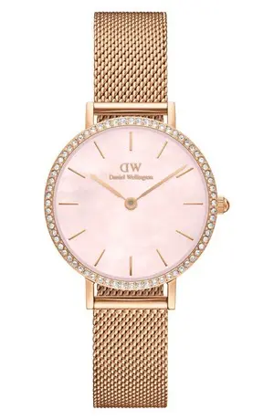 DANIEL WELLINGTON Petite Lumine Mesh Strap Watch - Rose Gold