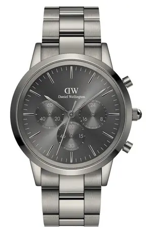 DANIEL WELLINGTON Iconic Link Chronograph Bracelet Watch - Grey