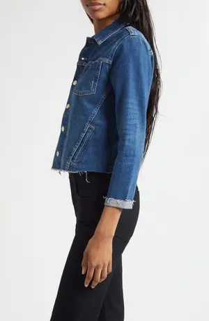 L'Agence Janelle Slim Fit Denim Trucker Jacket - Authentique