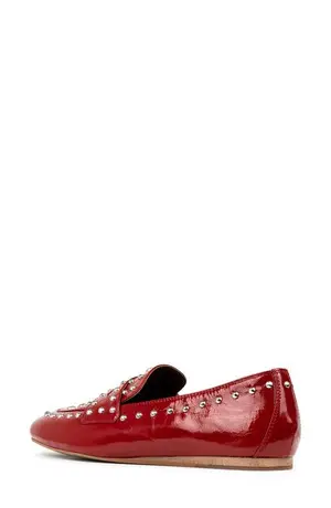 DONALD PLINER Studded Leather Loafer - Tomato