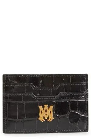 Amiri Croc Embossed Leather Card Holder - Black