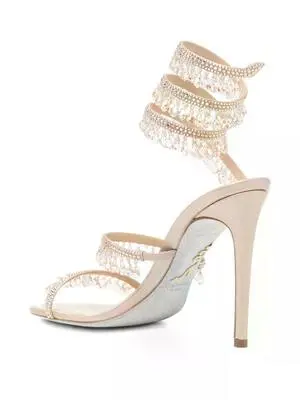 Rene Caovilla 105mm Chandelier Embellished Sandals - Neutrals