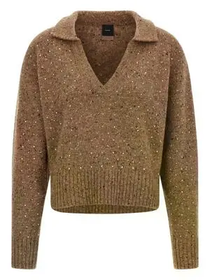 Pinko Nibani Rhinestone-embellished Sweater - Brown