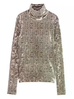 PIERRE-LOUIS MASCIA Geometric-pattern Velvet Top