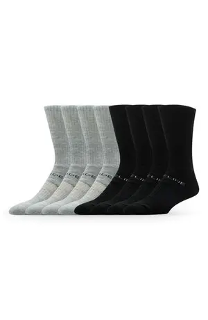 STRIDELINE Premium Assorted 8-pack Crew Socks - Black & Grey