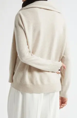 Vince Drape Neck Wool & Cashmere Sweater - Heather Dove Oat