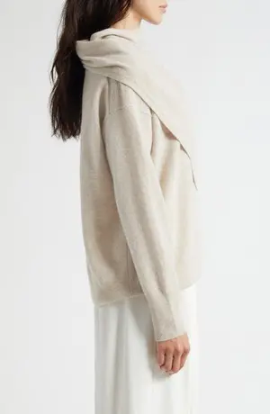 Vince Drape Neck Wool & Cashmere Sweater - Heather Dove Oat