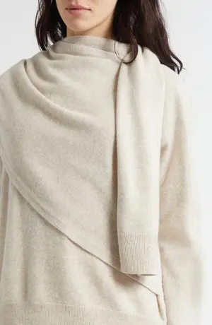 Vince Drape Neck Wool & Cashmere Sweater - Heather Dove Oat