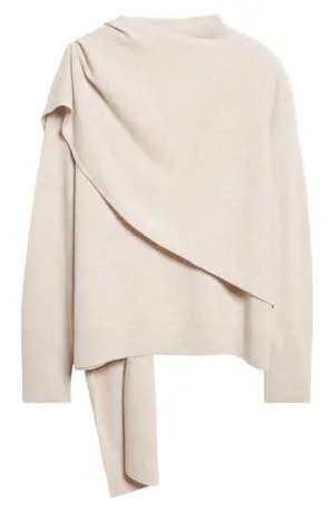 Vince Drape Neck Wool & Cashmere Sweater - Heather Dove Oat