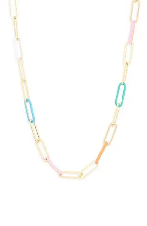 Kendra Scott Ainsley Paper Clip Chain Necklace - Gold Multi Mix Enamel