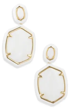 Kendra Scott Daphne Enamel Frame Drop Earrings - Gold White Mother Of Pearl