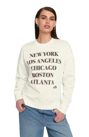 ELLE COLLECTION Graphic Fleece Pullover