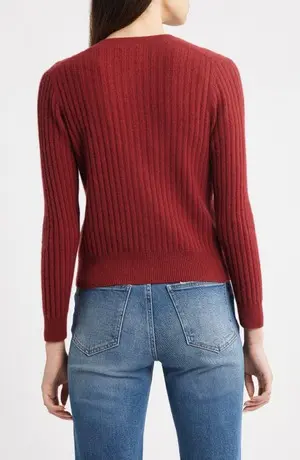 DÔEN Danae Rib Cashmere Cardigan - Malbec