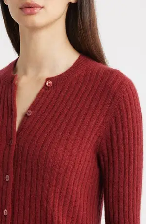 DÔEN Danae Rib Cashmere Cardigan - Malbec