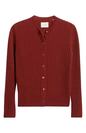 DÔEN Danae Rib Cashmere Cardigan - Malbec