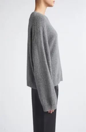 Loulou De Saison Tristan Loose Fit Mercerized Wool And Yak Hair Blend Sweater - Anthracite Melange
