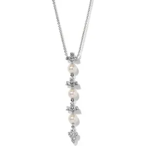 Nadri Faux Pearl Y-necklace - Rhodium