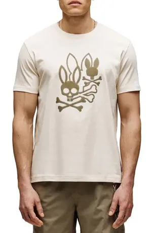Psycho Bunny Aussie Appliqué Graphic T-shirt White Cap Grey