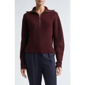 Max Mara Nadar Crop Merino Wool & Cashmere Funnel Neck Sweater - Cherry