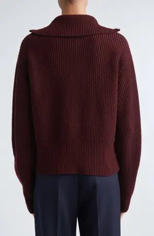 Max Mara Nadar Crop Merino Wool & Cashmere Funnel Neck Sweater - Cherry