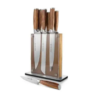 SCHMIDT BROTHERS CUTLERY Zebra Wood 7-piece Knife Block Set - Brown
