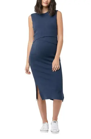 RIPE MATERNITY Sleeveless Mock Neck Layered Nursing Dress - Ink