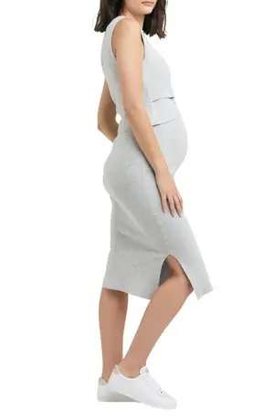 RIPE MATERNITY Sleeveless Mock Neck Layered Nursing Dress - Silver