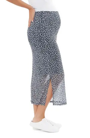 RIPE MATERNITY Kara Mesh Floral Print Midi Skirt